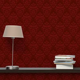 Bilderwelten Mustertapete Vliestapete Vintage Wandtapete rot - Roter Franz&ouml;sischer Barock - Barock Wohnzimmer Schlafzimmer