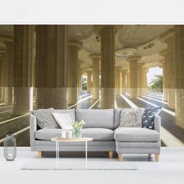 Bilderwelten Fototapete Stadt Motiv 3D-Effekt einzigartig - S&auml;ulen Lichtspiel Barcelona - Skylines Wohnzimmer Schlafzimmer