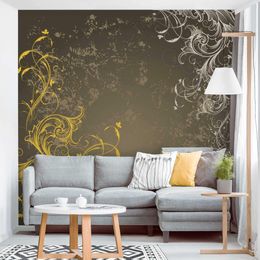 Bilderwelten Bildewelten Barocktapete - Fototapete - Schn&ouml;rkel in Gold und Silber - Wandtapete Schlafzimmer Wohnzimmer modern - auch selbstklebend