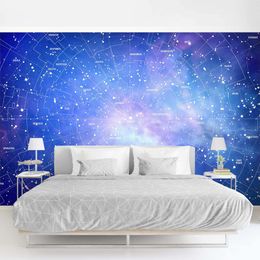 Bilderwelten Mustertapete Weltkarte modern Wandtapete blau - Sternbild Himmelkarte - Himmel Wohnzimmer Schlafzimmer