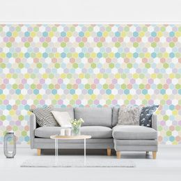 Bilderwelten Mustertapete Vliestapete modern Wandtapete blau - No.YK52 Sechseck Pastell - Geometrisch Kinderzimmer Baby M&auml;dchen Jungen