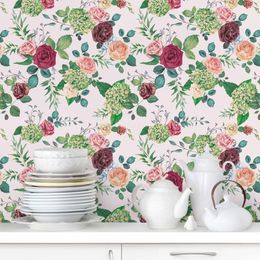 Bilderwelten Fototapete Blumen modern Wandtapete einzigartig - Rosengarten - Deko Wohnzimmer Schlafzimmer