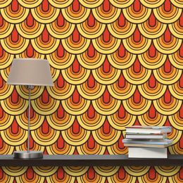 Bilderwelten Mustertapete Vliestapete Vintage Wandtapete einzigartig - Retro Schuppen - Geometrisch Wohnzimmer Schlafzimmer