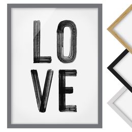 Bilderwelten Bild mit Rahmen Love Typo in Schwarz