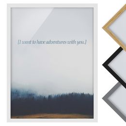 Bilderwelten Bild mit Rahmen Wald blau Motiv inkl. Rahmung - Lyrische Landschaften - Abenteuer - B&auml;ume Wohnzimmer Schlafzimmer