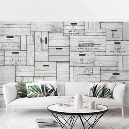 Bilderwelten Fototapete Vliestapete Vintage Holzoptik einzigartig - Shabby Holzkisten - Retro Wohnzimmer Schlafzimmer