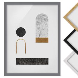Bilderwelten Bild mit Rahmen Luftige Geometrie mit Gold