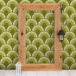 Bilderwelten Mustertapete Vliestapete Vintage Wandtapete einzigartig - Retro Schuppen Gr&uuml;n - Geometrisch Wohnzimmer Schlafzimmer