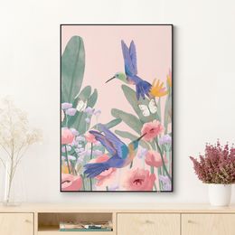 Wechselbild Kolibris und rosa Bl&uuml;ten