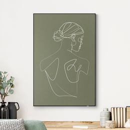 Wechselbild Line Art - Frau R&uuml;cken Gr&uuml;n