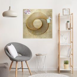 Bilderwelten Glasbild Digital Art gold Glas Wandbild - Line Art Kreisspirale Gold - Geometrisch Wohnzimmer Schlafzimmer