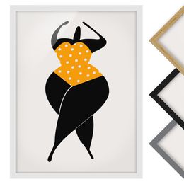 Bilderwelten Bild mit Rahmen Portrait gelb Illustration inkl. Rahmung - Miss Dance Gelb - Deko Wohnzimmer Schlafzimmer