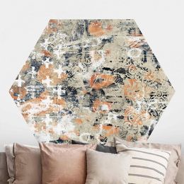 Bilderwelten Hexagon Tapete Vliestapete Shabby Wandtapete beige - Terracotta Collage - Deko Wohnzimmer Schlafzimmer