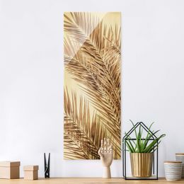 Bilderwelten Glasbild Natur Tropisch braun Glas Wandbild - Bronzefarbene Palmenwedel - Palme Wohnzimmer Schlafzimmer