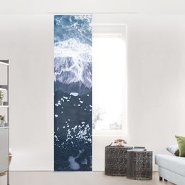 Bilderwelten Schiebegardine Strand Motiv Klett oder Keder blau - Luftbild - J&ouml;kuls&aacute;rl&oacute;n in Island - Landschaft Schiebevorhang Wohnzimmer Schlafzimmer