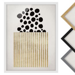 Bilderwelten Bild mit Rahmen originell gold Abstrakt inkl. Rahmung - Geometrische Punkte II - Deko Wohnzimmer Schlafzimmer