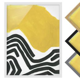 Bilderwelten Bild mit Rahmen originell schwarz Abstrakt inkl. Rahmung - Farbenlabyrinth I - Deko Wohnzimmer Schlafzimmer