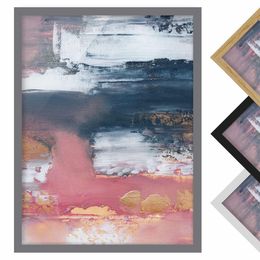 Bilderwelten Bild mit Rahmen Rosa Sturm mit Gold
