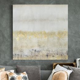 Bilderwelten Leinwandbild - Quadrat Goldene Farbfelder I