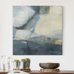 Bilderwelten Leinwandbild originell Abstrakt Kunstdruck t&uuml;rkis - Fangz&auml;hne mit T&uuml;rkis IV - Wandbild XXL Wohnzimmer Schlafzimmer