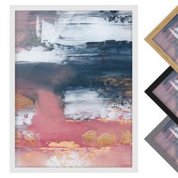 Bilderwelten Bild mit Rahmen originell rosa Abstrakt inkl. Rahmung - Rosa Sturm mit Gold - Deko Wohnzimmer Schlafzimmer