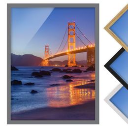 Bilderwelten Bild mit Rahmen Golden Gate Bridge am Abend