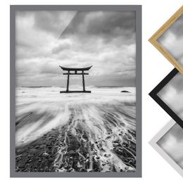 Bilderwelten Bild mit Rahmen Japanisches Torii im Meer