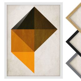 Bilderwelten Bild mit Rahmen originell orange Abstrakt inkl. Rahmung - Geometrisches Trapez - Deko Wohnzimmer Schlafzimmer