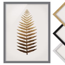 Bilderwelten Bild mit Rahmen Goldenes Blatt - Farn