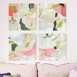 Bilderwelten Leinwandbild originell Abstrakt Kunstdruck Leinwanddruck - Klangspiel in Fuchsia Set II - Wandbild XXL Wohnzimmer Schlafzimmer