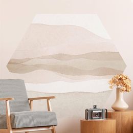 Hexagon Tapete selbstklebend Aquarell Landschaft Lichtberge