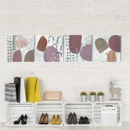 Bilderwelten Leinwandbild originell Abstrakt Kunstdruck Leinwanddruck - Karneval der Formen in Beere Set III - Wandbild XXL Wohnzimmer Schlafzimmer