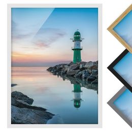 Bilderwelten Bild mit Rahmen Sunset at the Lighthouse