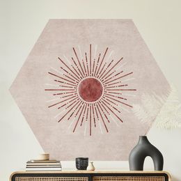 Hexagon Tapete selbstklebend Boho Sonne I