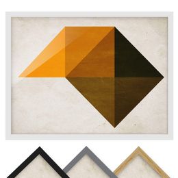 Bilderwelten Bild mit Rahmen originell orange Abstrakt inkl. Rahmung - Geometrisches Trapez - Deko Wohnzimmer Schlafzimmer