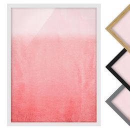 Bilderwelten Bild mit Rahmen rosa Illustration Aquarell - Spiel der Farben Verblassende Koralle - Deko Wohnzimmer Schlafzimmer