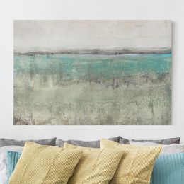 Bilderwelten Leinwandbild Horizont &uuml;ber T&uuml;rkis I - Wandbild bis XXL Print Abstrakt Kunstdruck Wohnzimmer Schlafzimmer Bad Badezimmer K&uuml;che Flur Esszimmer T&uuml;rkis