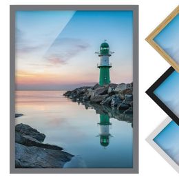 Bilderwelten Bild mit Rahmen Sunset at the Lighthouse