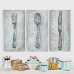 Bilderwelten 3-teiliges Leinwandbild Impressionistisches Besteck Set I
