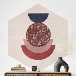 Bilderwelten Hexagon Tapete originell Illustration Wandtapete beige - Terrazzo I - Deko Wohnzimmer Schlafzimmer