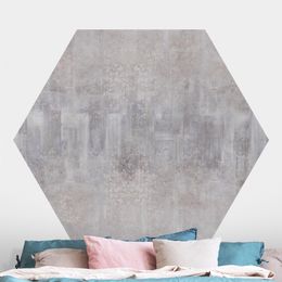 Bilderwelten Hexagon Tapete Vliestapete Shabby Steinoptik pastell - Rustikales Betonmuster Grau - Beton Wohnzimmer Schlafzimmer