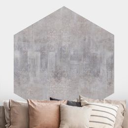 Bilderwelten Hexagon Tapete Vliestapete Shabby Steinoptik pastell - Rustikales Betonmuster Grau - Beton Wohnzimmer Schlafzimmer