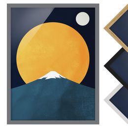 Bilderwelten Bild mit Rahmen Sonne, Mond und Berge
