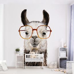 Bilderwelten Fototapete Hippes Lama mit Brille IV