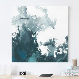 Bilderwelten Leinwandbild originell Abstrakt Aquarell petrol - &Auml;g&auml;isches Unwetter II - Wandbild XXL Wohnzimmer Schlafzimmer