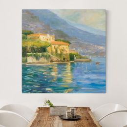 Bilderwelten Leinwandbild Natur modern Kunstdruck blau - Italienische Landschaft - Meer - Landschaft XXL Wohnzimmer Schlafzimmer