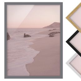 Bilderwelten Bild mit Rahmen Ros&eacute;goldener Strand