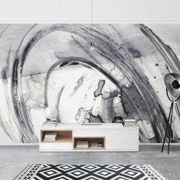Bilderwelten Fototapete originell Abstrakt Aquarell einzigartig - Sonar Schwarz Wei&szlig; II - Deko Wohnzimmer Schlafzimmer