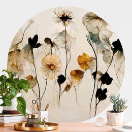 Bilderwelten Runde Tapete selbstklebend Warme Bl&uuml;ten Fototapete Schlafzimmer Wohnzimmer hinter &uuml;bern Bett Blumen modern Blumentapete