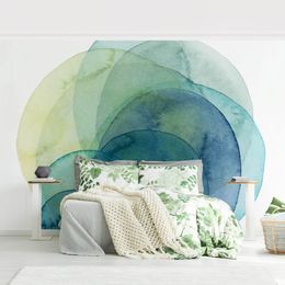 Bilderwelten Fototapete originell Abstrakt Aquarell blau - Urknall - gr&uuml;n - Deko Wohnzimmer Schlafzimmer